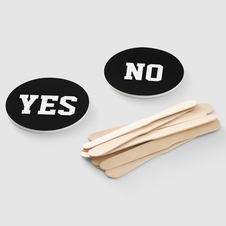 Yes or No Game Black and White Typography Hand Fan | Zazzle