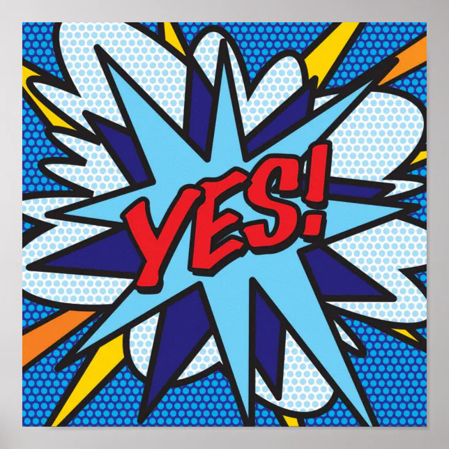 YES Pop Art Comic Book Modern Fun Poster | Zazzle