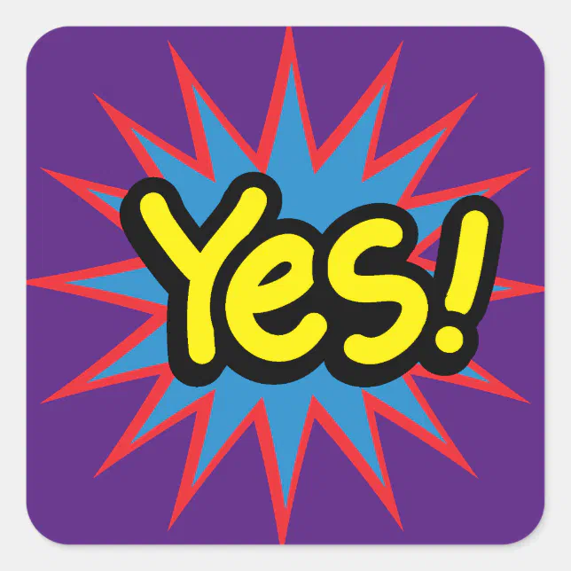 Yes Pop Art Square Sticker | Zazzle