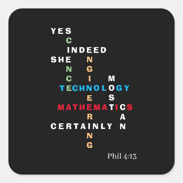 YES SHE CAN Motivational STEM Square Sticker | Zazzle