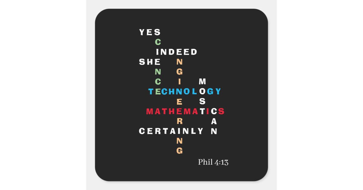YES SHE CAN Motivational STEM Square Sticker | Zazzle