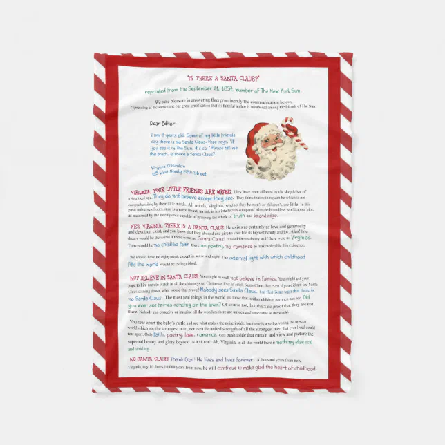 Yes, Virginia There Is a Santa Claus Christmas Fleece Blanket | Zazzle