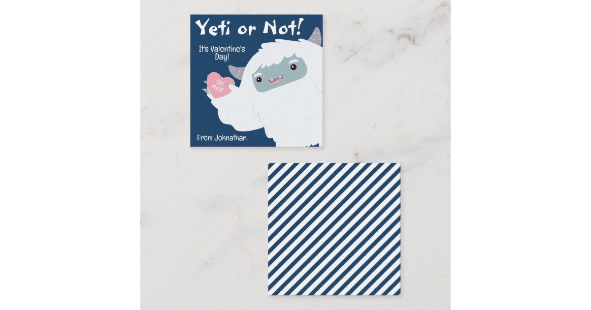 Yeti Or Not Classroom Valentine's Day Card | Zazzle