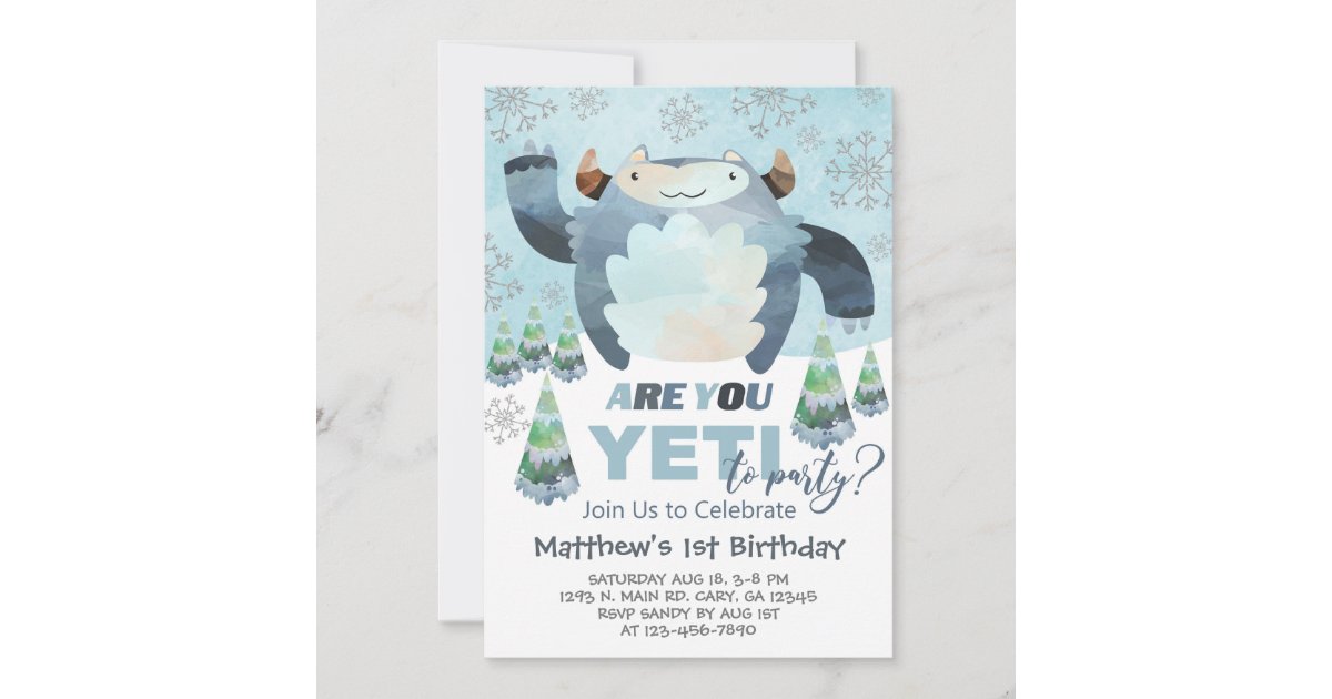 Yeti winter boy birthday invite, Yeti invitation. Invitation | Zazzle