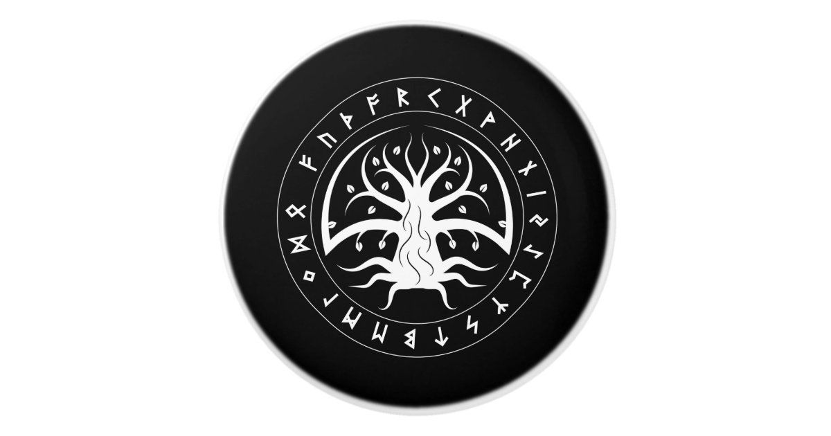 Yggdrasil Circle Runes Ceramic Knob | Zazzle
