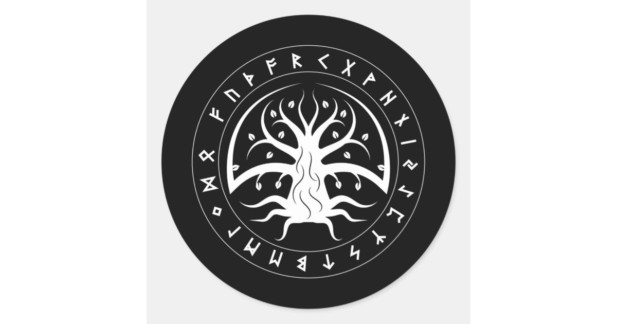 Yggdrasil Circle Runes Stickers (Round) | Zazzle