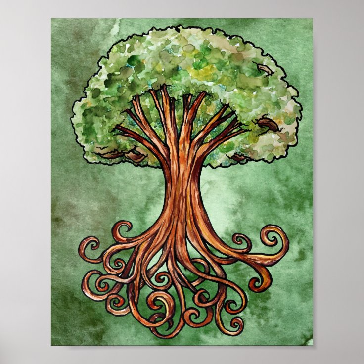 Yggdrasil Tree Norse Mythology Watercolor Poster | Zazzle