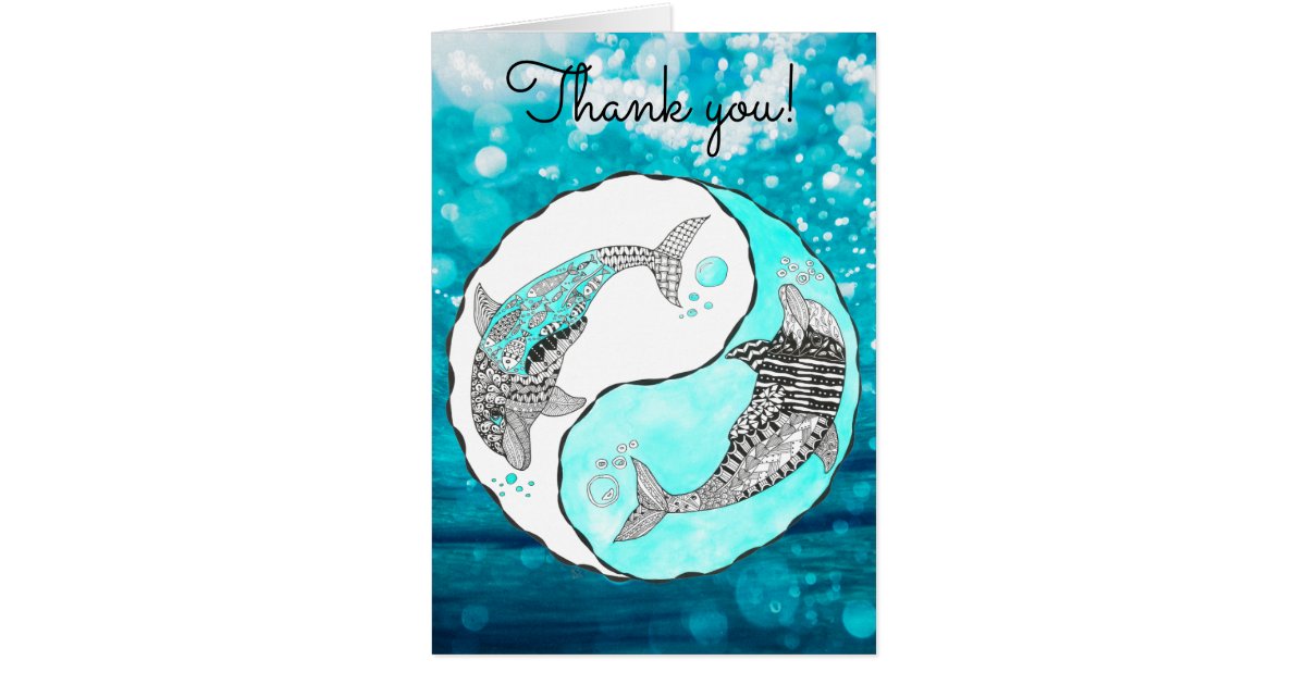 Yin and Yang Dolphin Thank You Greeting Card | Zazzle
