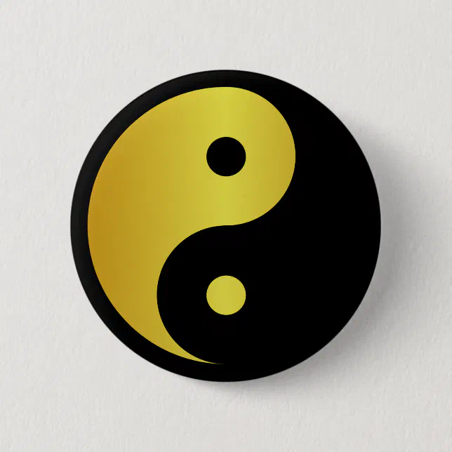Yin and Yang symbol | Gold asian philosophy zen Button | Zazzle