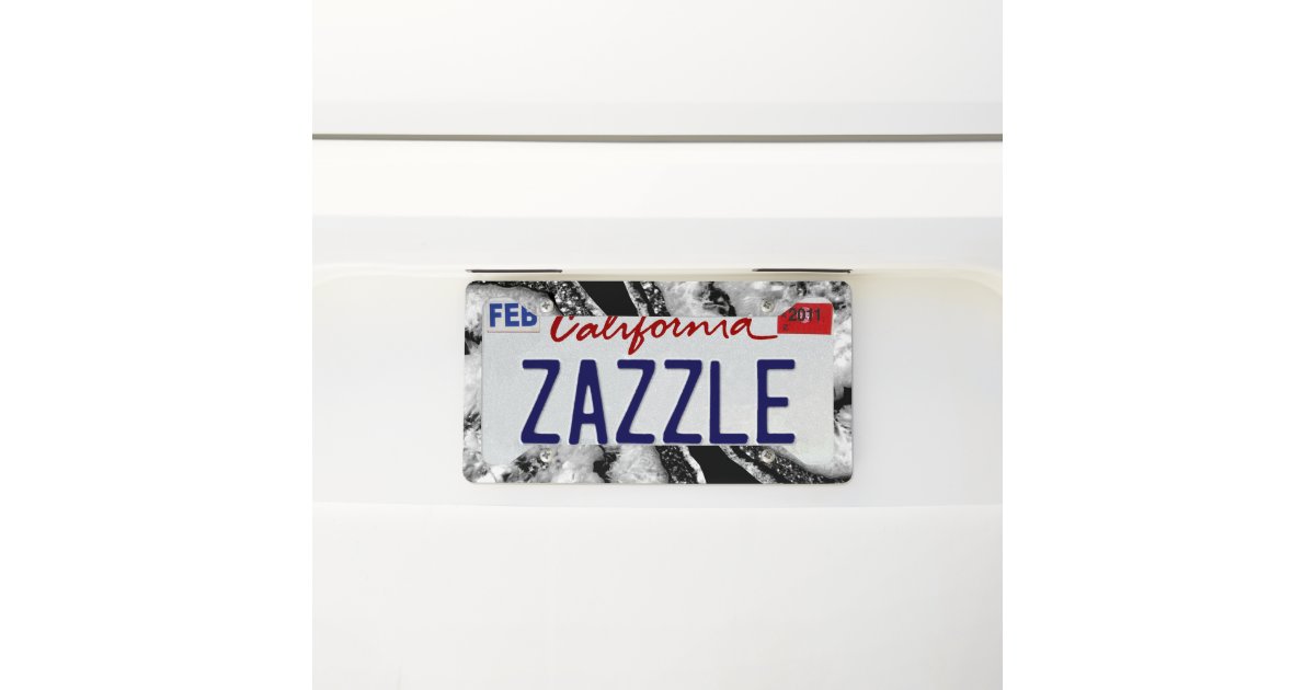 Yin Yang Agate Black Glitter Glam #1 License Plate Frame | Zazzle