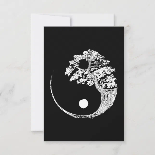 Yin Yang Bonsai Tree Japanese Buddhist Zen Thank You Card | Zazzle