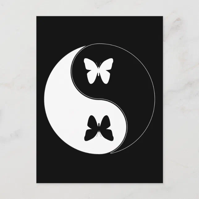 Yin Yang Butterfly Postcard | Zazzle