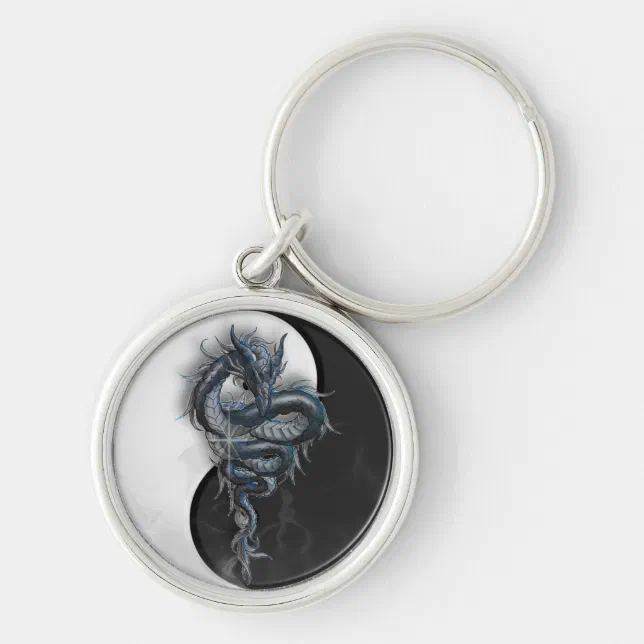 Yin Yang Chinese Dragon Round Key Ring | Zazzle
