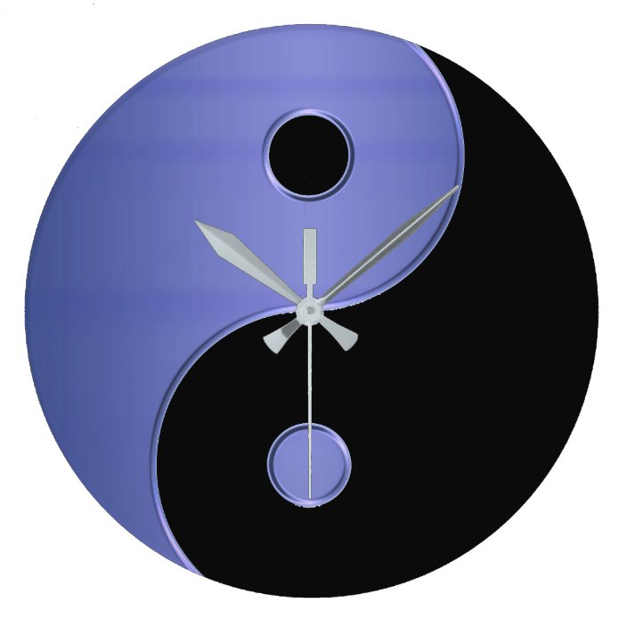 Yin Yang Clock in Light Blue Silver and Black | Zazzle.com