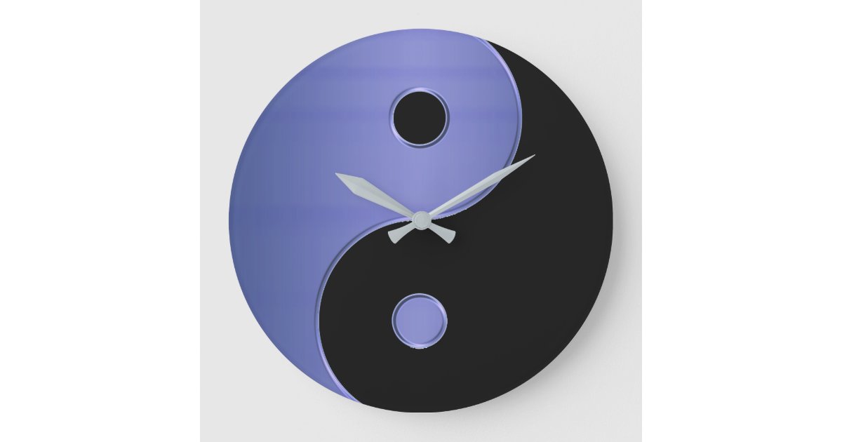 Yin Yang Clock in Light Blue Silver and Black | Zazzle
