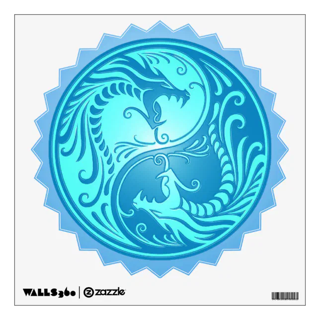 Yin Yang Dragons, light blue Wall Decal | Zazzle