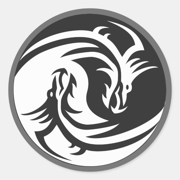 Yin Yang Dragons Tribal Tattoo Design Stickers | Zazzle