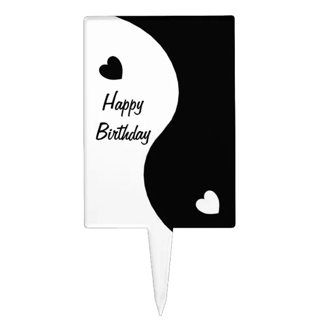 Yin Yang Hearts Birthday Cake Topper | Zazzle