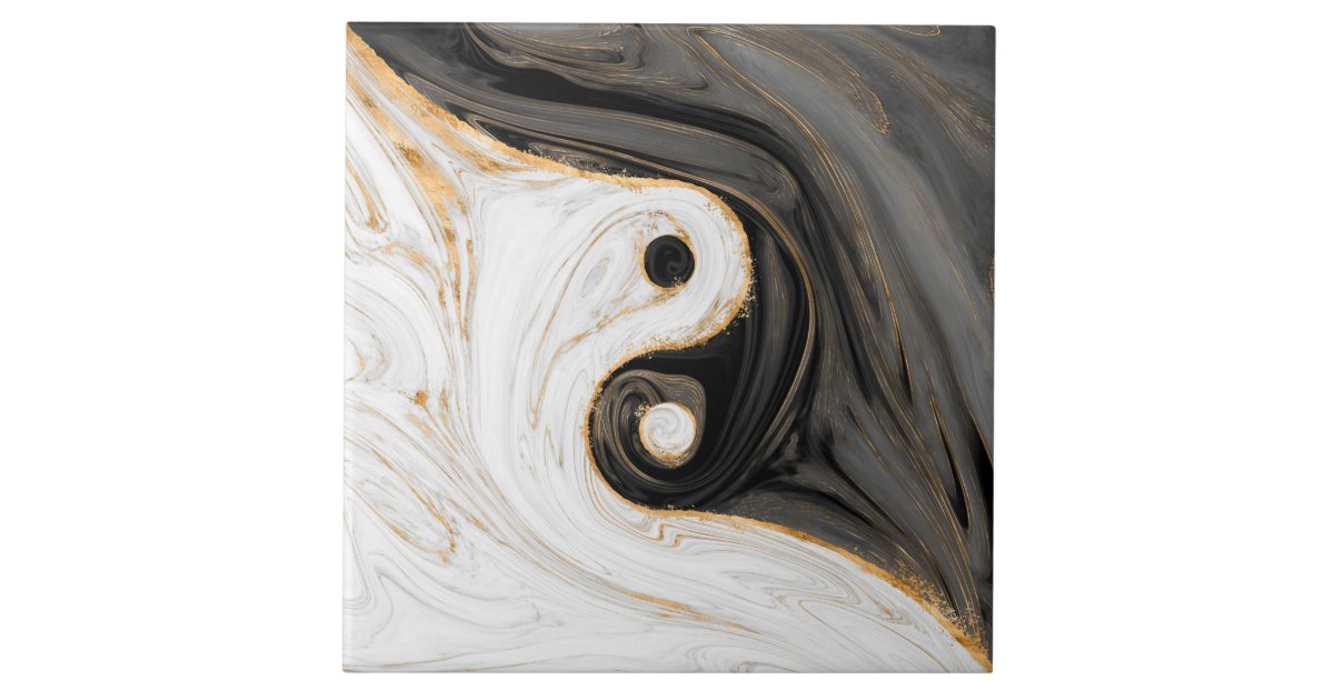 Yin Yang Liquid Marble Ceramic Tile | Zazzle