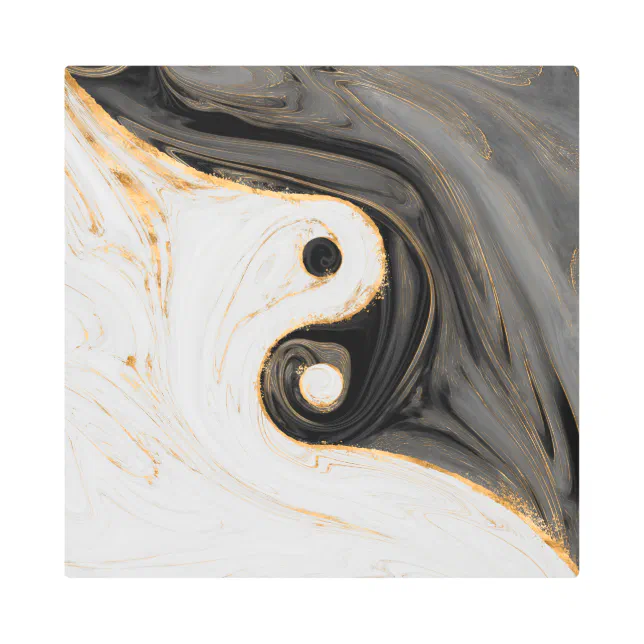 Yin Yang Liquid Marble Metal Print | Zazzle