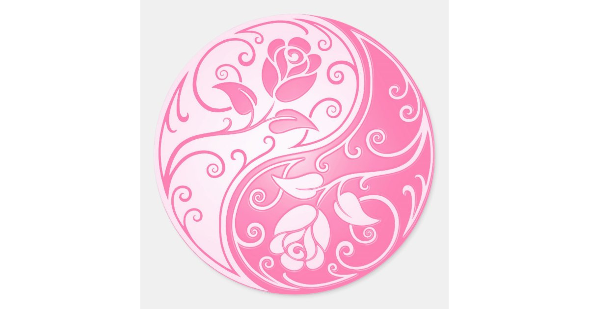 Yin Yang Roses, pink Classic Round Sticker | Zazzle