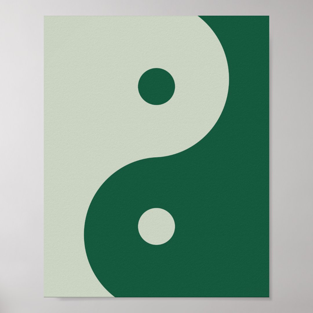 Yin Yang Sage Green Poster | Zazzle