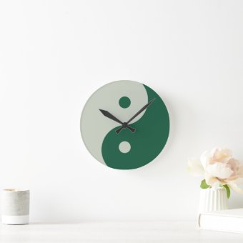 Yin Yang Sage Green Round Clock | Zazzle