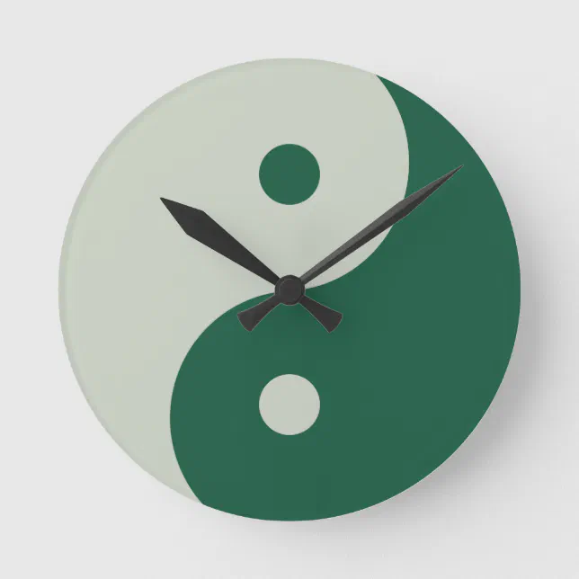 Yin Yang Sage Green Round Clock | Zazzle
