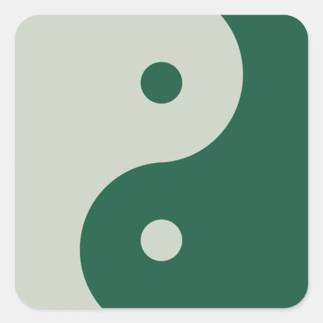 Yin Yang Sage Green Square Sticker | Zazzle
