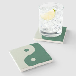 Yin Yang Sage Green Stone Coaster | Zazzle