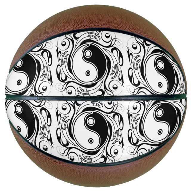 Yin & Yang Symbol Black and White Tattoo Style Basketball | Zazzle