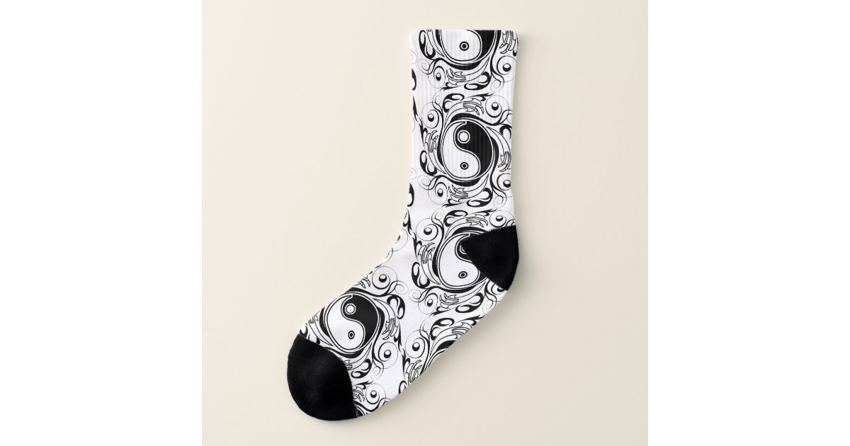 Yin & Yang Symbol Black and White Tattoo Style Socks | Zazzle