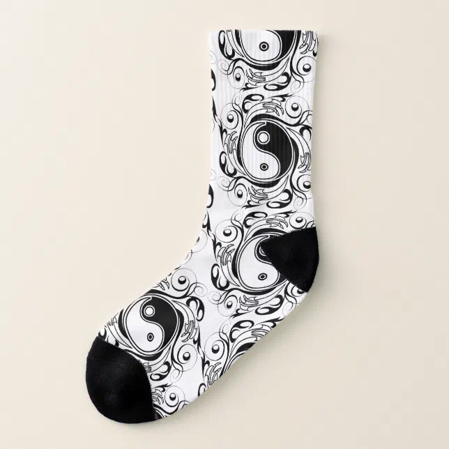 Yin & Yang Symbol Black and White Tattoo Style Socks | Zazzle