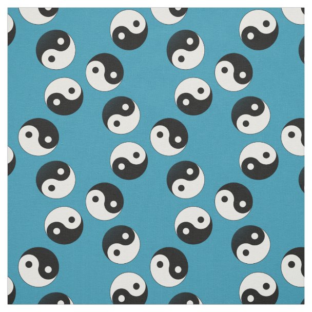 Black White Yin Yang Symbol Pattern Fabric | Zazzle