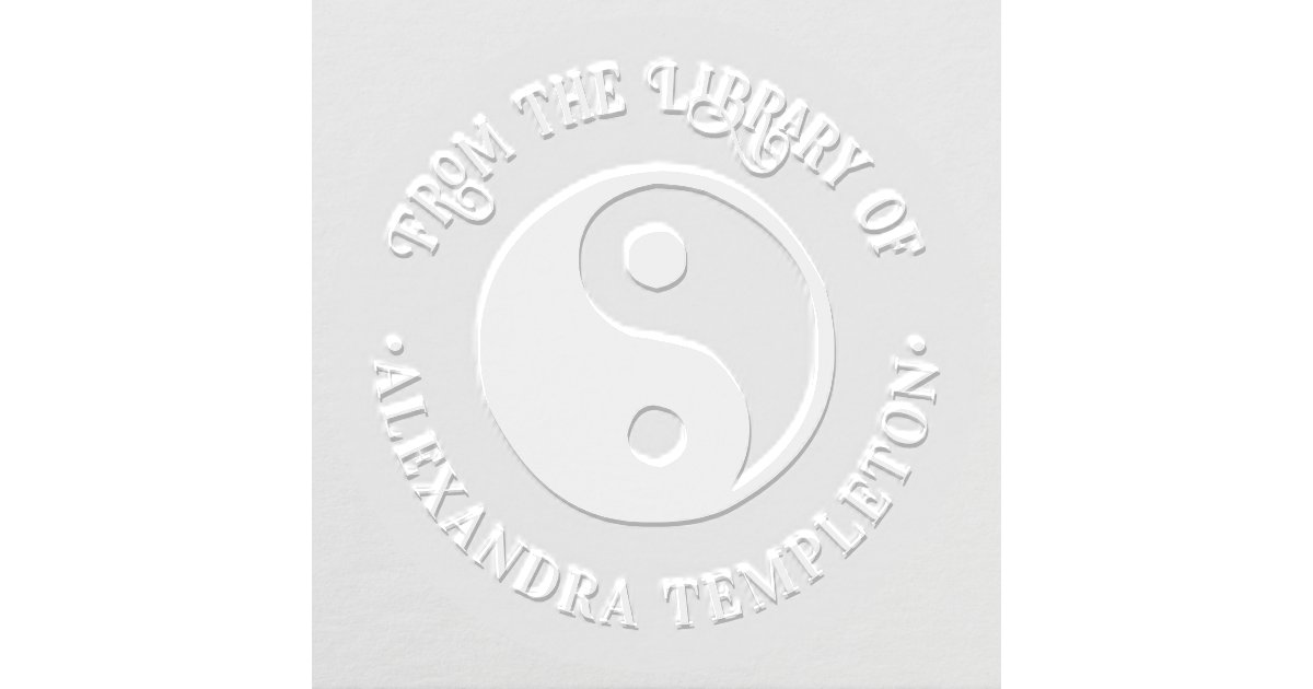 Yin Yang Symbol “From the Library of” Book Name Embosser | Zazzle