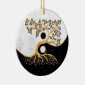 Yin Yang Tree - Marbles and Gold Ceramic Ornament | Zazzle