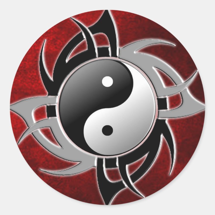 YIN YANG TRIBAL 3D CLASSIC ROUND STICKER | Zazzle