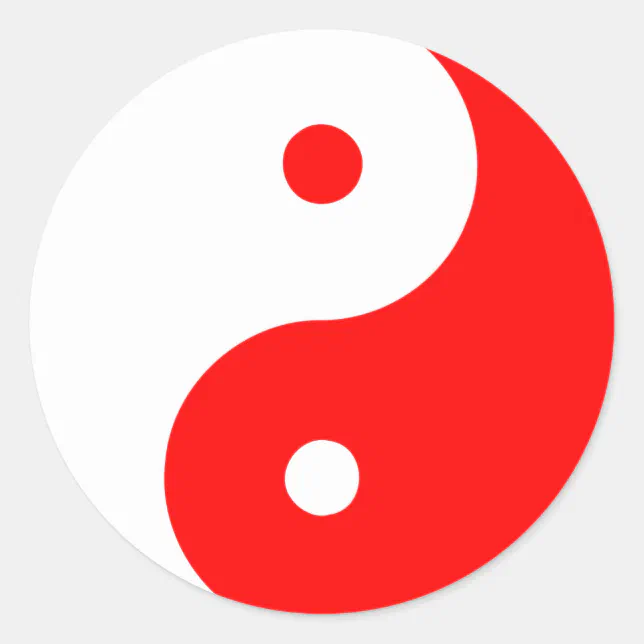 Yin Yang Ying Taoism Sign Chinese Taijitu Red Classic Round Sticker ...