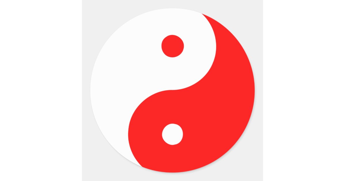 Yin Yang Ying Taoism Sign Chinese Taijitu Red Classic Round Sticker ...