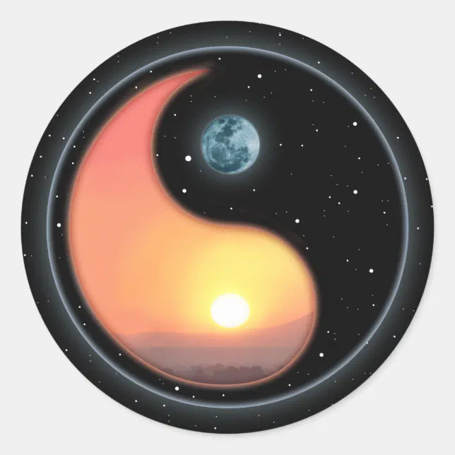 Ying Yang Sunset Classic Round Sticker | Zazzle