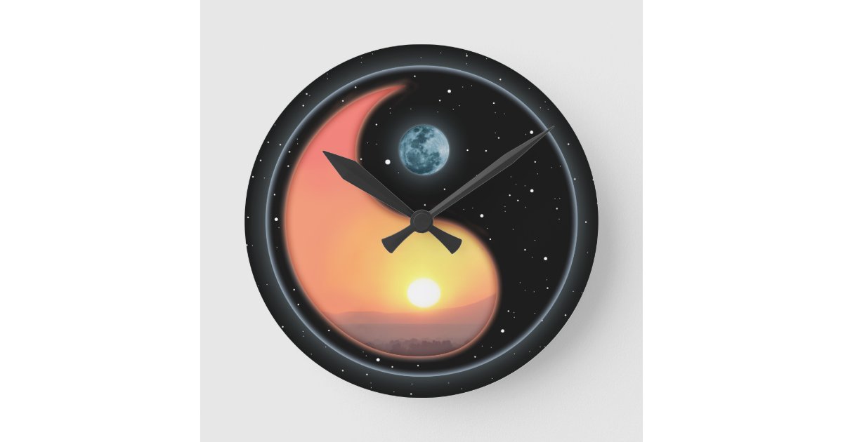Ying Yang Sunset Round Clock | Zazzle