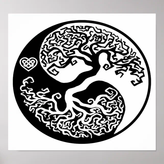 Ying-Yang Tree circle Poster | Zazzle