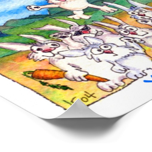 Yippee!!! - Cute Cartoon Bunnies Poster Print | Zazzle