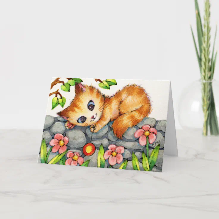 Yo-Yo Kitty - Cute Cat Greeting Card | Zazzle