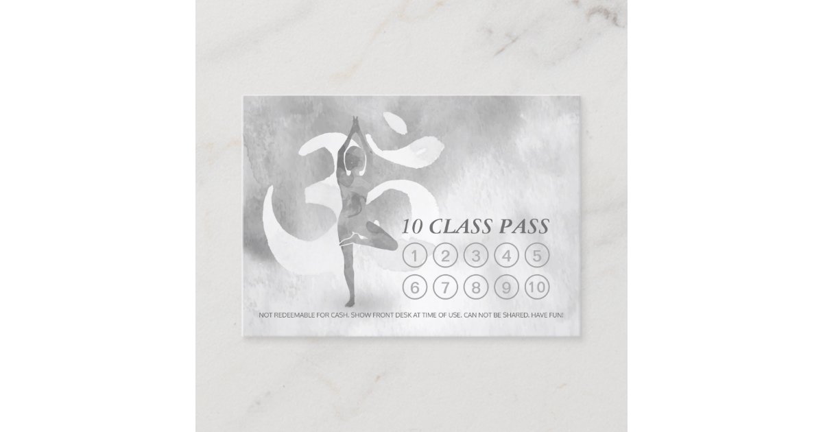 YOGA 10 Class Pass Appointment Meditation Pose Om Loyalty Card | Zazzle