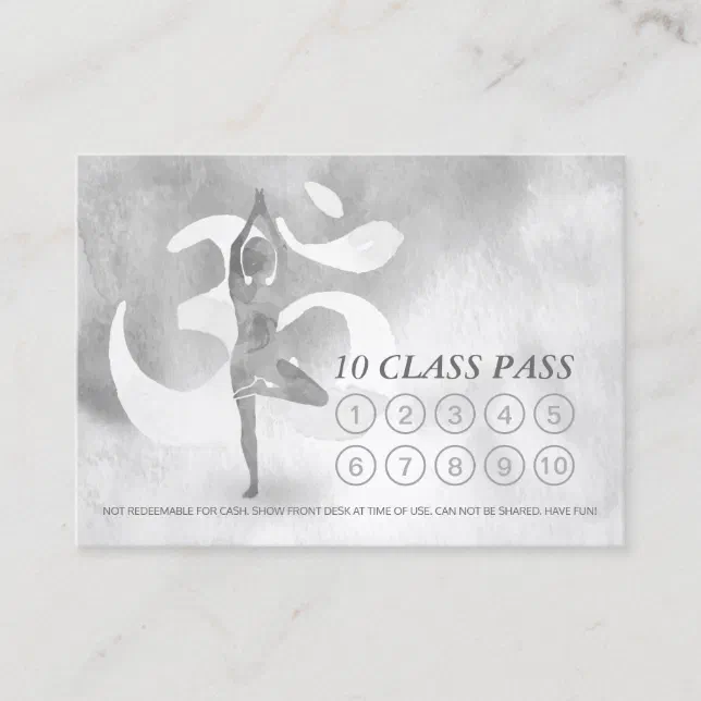 YOGA 10 Class Pass Appointment Meditation Pose Om Loyalty Card | Zazzle