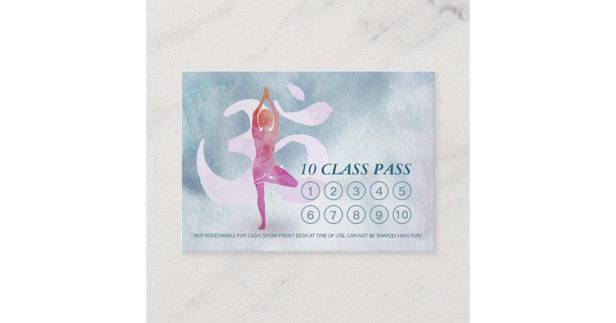 YOGA 10 Class Pass Appointment Meditation Pose Om Loyalty Card | Zazzle