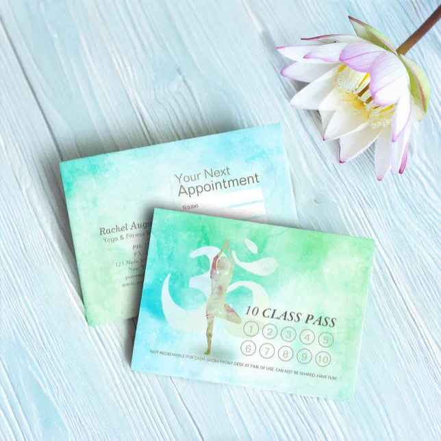 YOGA 10 Class Pass Appointment Meditation Pose Om Loyalty Card | Zazzle