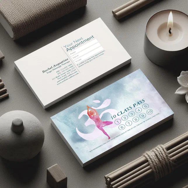 YOGA 10 Class Pass Appointment Meditation Pose Om Loyalty Card | Zazzle