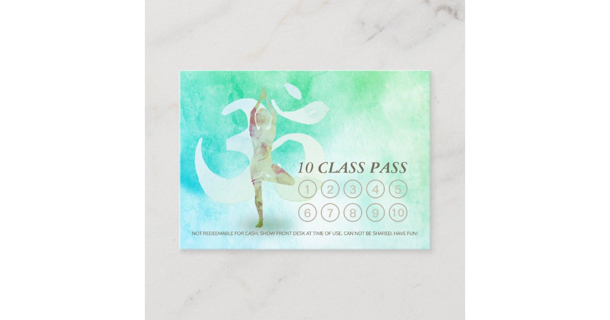 YOGA 10 Class Pass Appointment Meditation Pose Om Loyalty Card | Zazzle